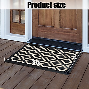 Feivea Indoor Doormat Durable Front Back Door Mat Outdoor Door Rug Resist Dirt Mat for Entryway Kitchen Patio Machine Washable Non Slip Easy Clean Low Pile, 20"x31.5", Black and White