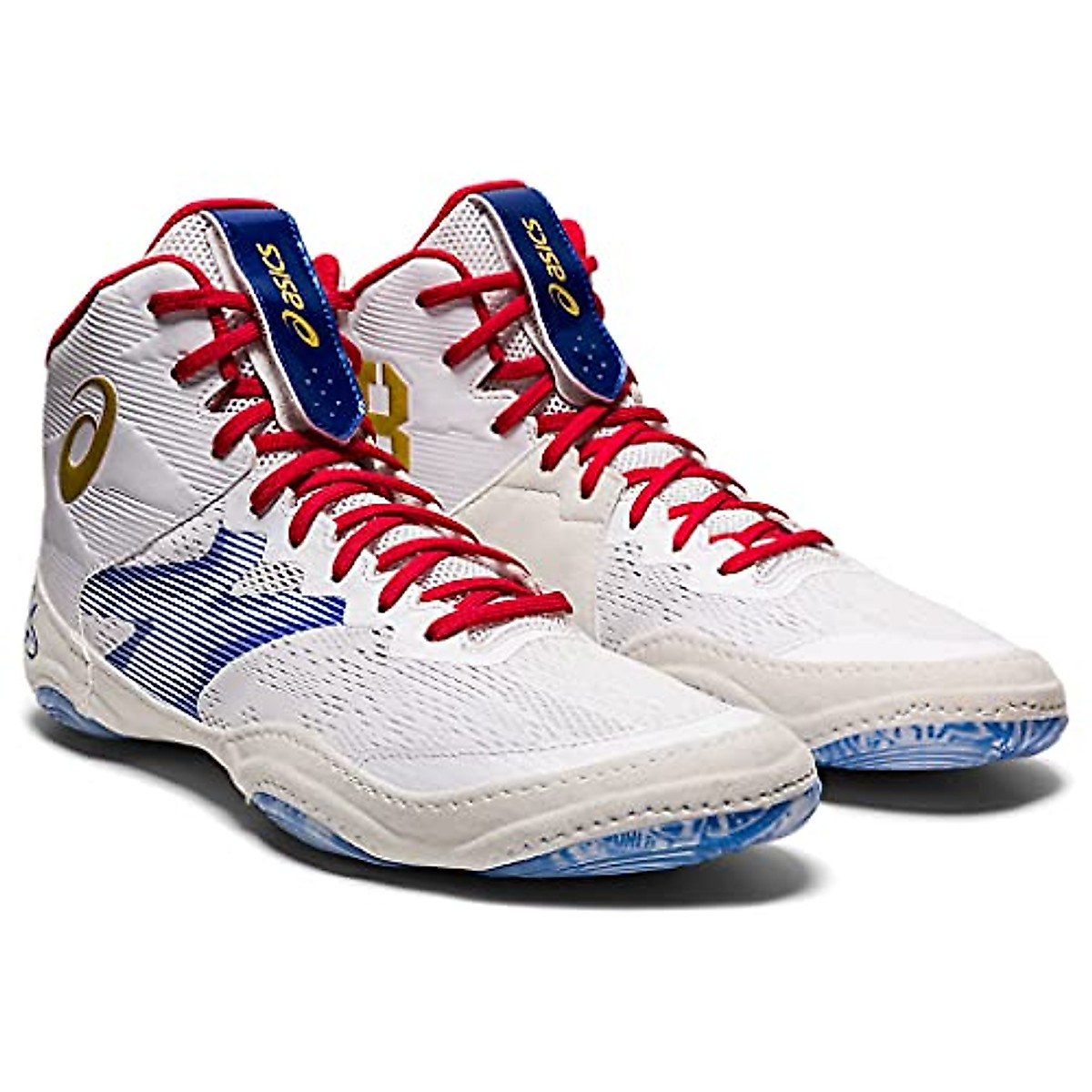 ASICS Men's JB Elite IV Wrestling Shoes, 9, White/Rich Gold