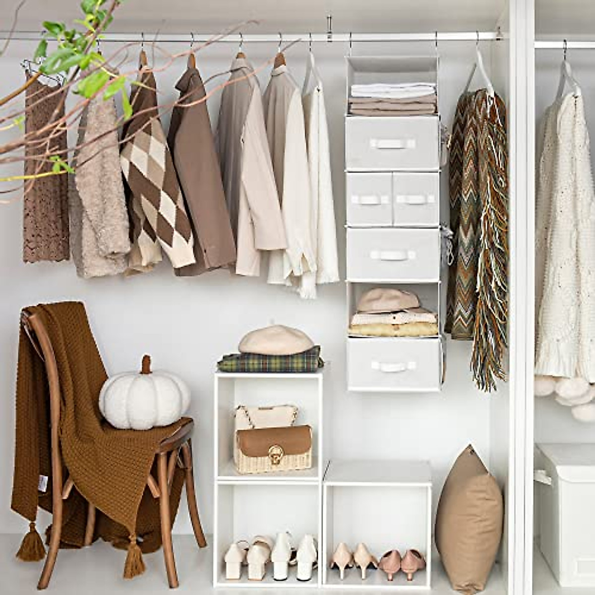 GRANNY SAYS Bundle of 1-Pack Hanging Shelf Organizer & 2-Pack Linen Closet Organize Bins