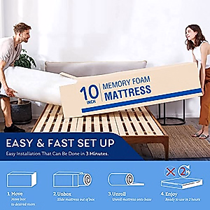 wOod-it Queen Mattress, 10 inch Queen Size Gel Memory Foam Mattress for a Cool Sleep & Pressure Relief, Medium Firm, Bed in a Box