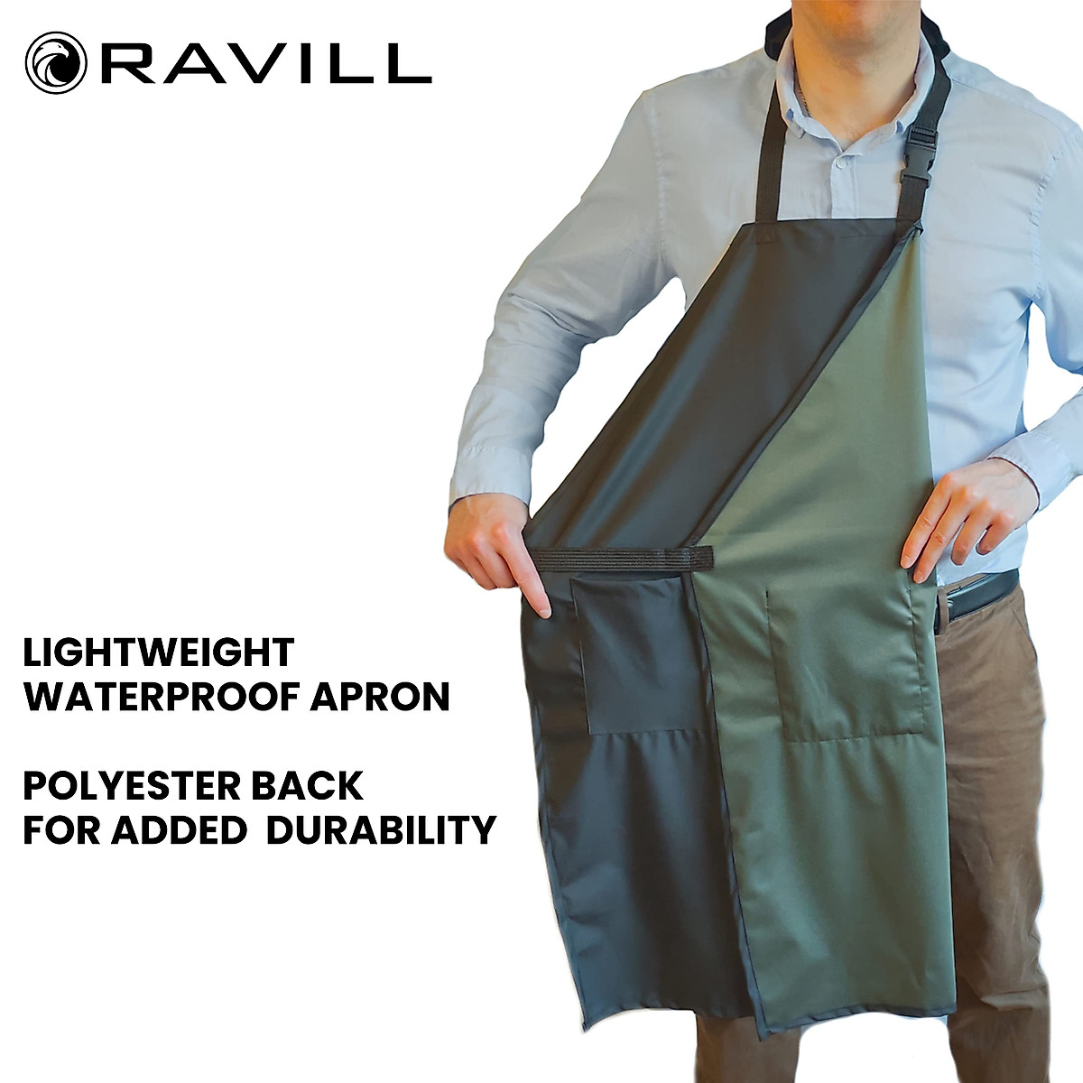 Waterpoof Apron For Men and Women - 2 Pockets - 35" Multi Purpose Work Aprons for Dishwashing, Dog Grooming, Cleaning - Heavy Duty Plastic Dishwasher Apron - Perfect Water Resistant Kitchen Apron