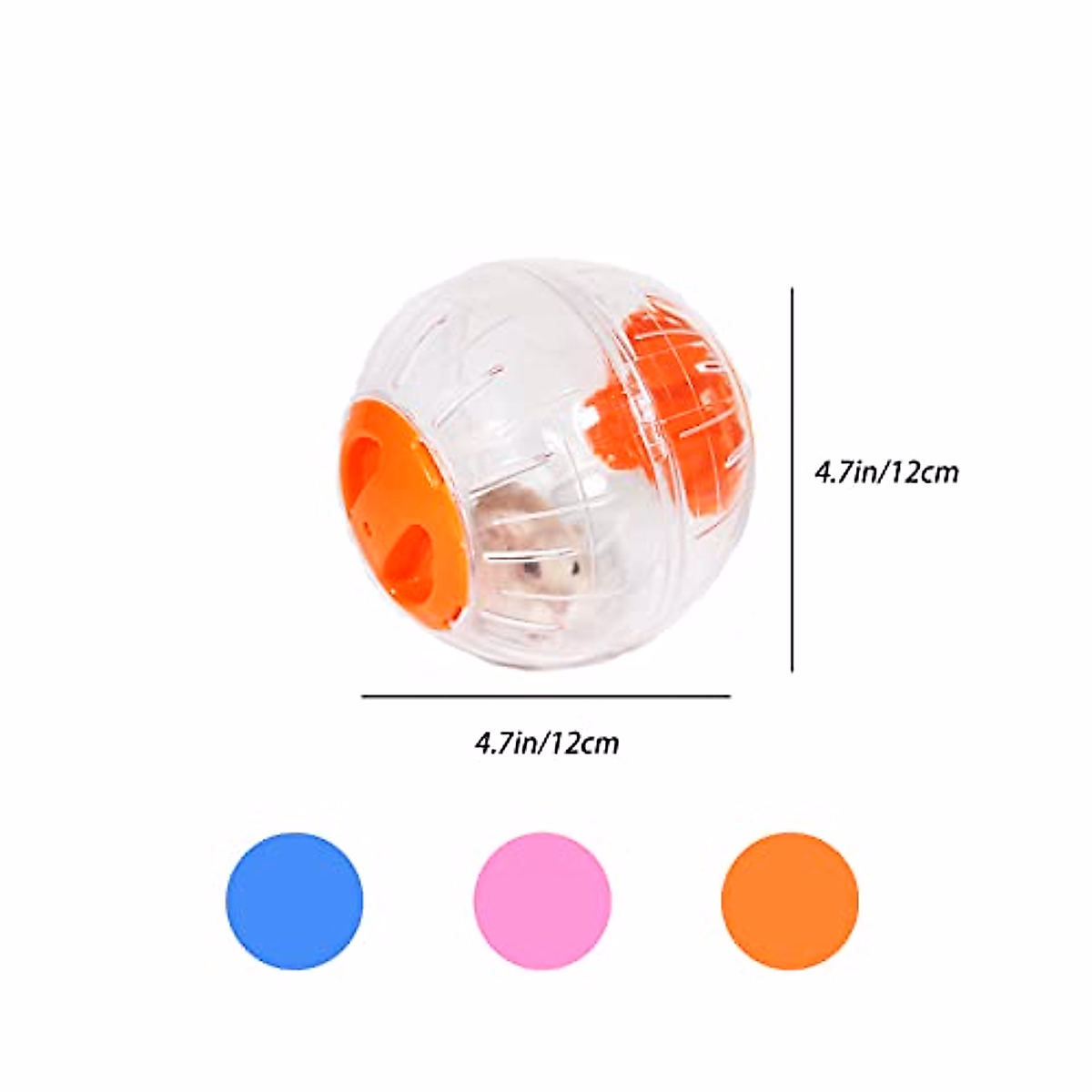 Maxmartt Hamster Running Wheel,Hamster Exercise Ball Plastic Exercise Running Ball Toy Sport Ball for Gerbils Chinchillas Guinea Pigs Animals 3Colors 12cm Diameter(Yellow)