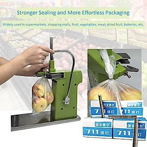 Plastic Bag Neck Sealing Machine Fruit and Vegetable Roll Bag Packaging Machine Aluminium Nail Tying Machine With 40000pcs U Shaped Sealing Nails Suit for Supermarket, Fruit Shop, Retail Stores