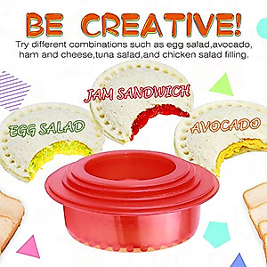 HiYZ Sandwich Cutter and Sealer - 5 PCS Decruster Sandwich Maker - Peanut Butter and Jelly Crustless Sandwich Bread Pancake Maker Cookie Cutter for Kids Children Boys Girls