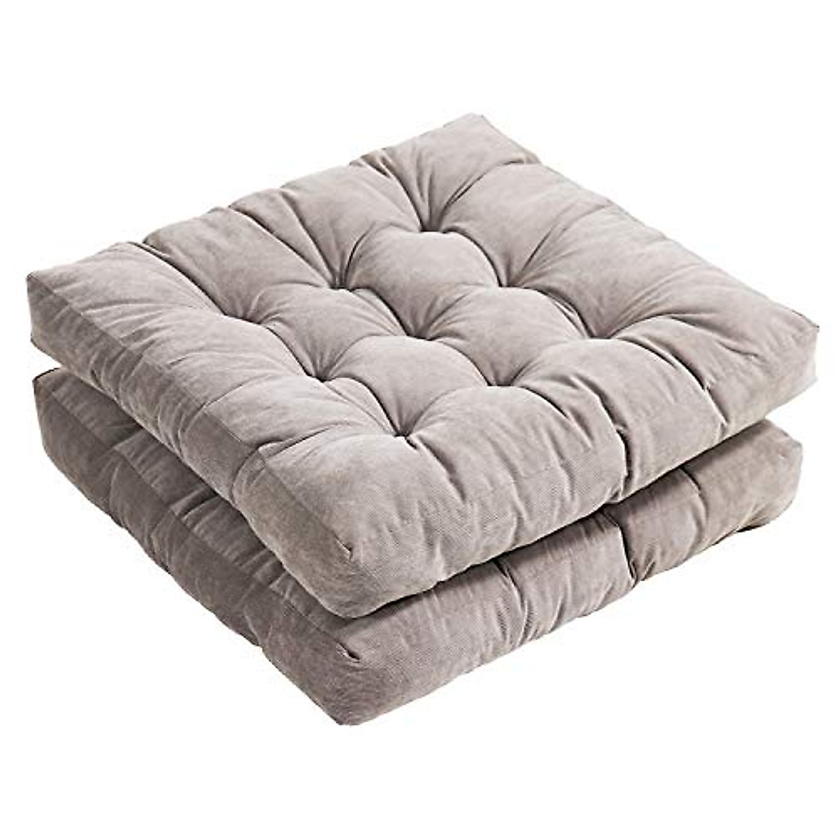 Tiita Outdoor Cushions Square Floor Pillow Thicken Tufted Seat Pad Large Floor Cushion for Yoga Meditation Living Room Balcony Office Patio, Set of 2, 22x22 Inch, Grey