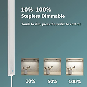 ASOKO LED Under Cabinet Lighting for Kitchen with Touch Sensor, USB Plug in Under Cabinet Lights, 12 inch Under Counter Lights for Kitchen,Daylight White 4500K, Under Desk Light