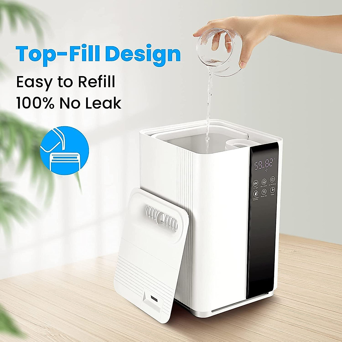 Humidifiers for Bedroom Large Room, Cool and Warm Mist（ up to 212℉） Humidifier with 3-fold Purification, 5L Top Fill Quiet 3 Speed Humidifiers with Auto Shut-Off