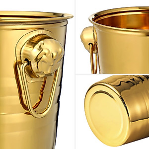 BESTOYARD Metal Ice Buckets Stainless Steel Ice Bucket Golden Cooler Bucket Champagne Wine Drinks Beer Bottles Container for Home Party Bar- 3L