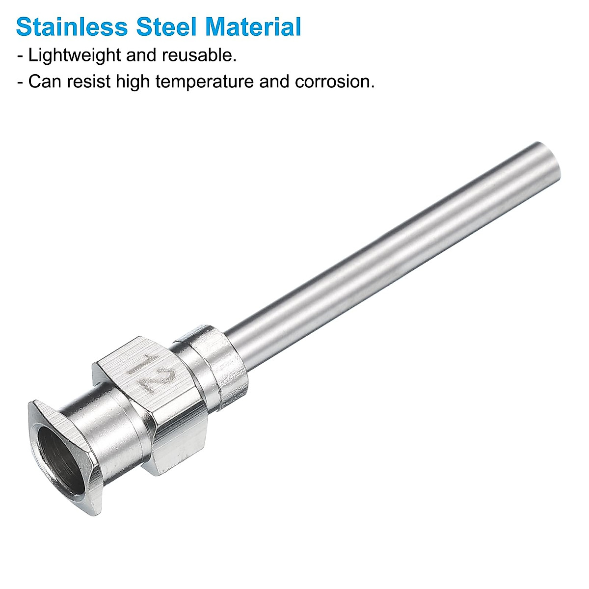 PATIKIL 12Ga x 1 Inch Stainless Steel Dispensing Needle Tips, 12Pcs Metal Glue Needle Tube Blunt Tips Luer Lock for Thick Glue Ink Lab, Silver