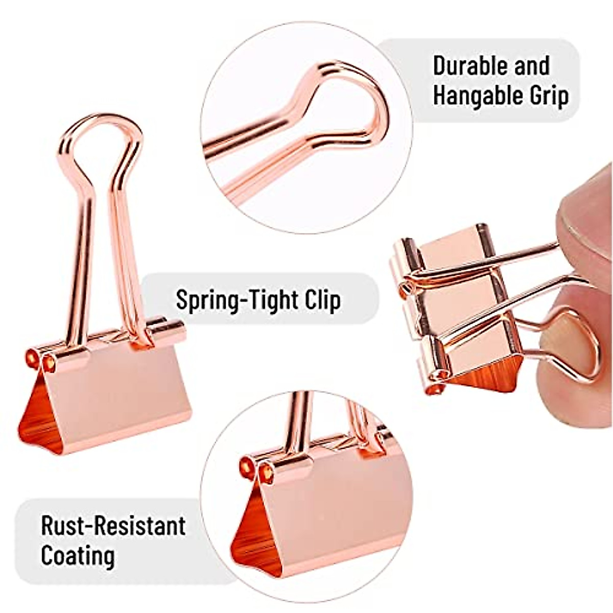 Mr. Pen- Binder Clips, Small Binder Clips, 50 Pack, 0.75 in, Rose Gold, Small Clips, Paper Binder Clips, Binder Clips Small Size, Small Paper Clips, Office Clips, Micro Binder Clips, Mini Binder Clips