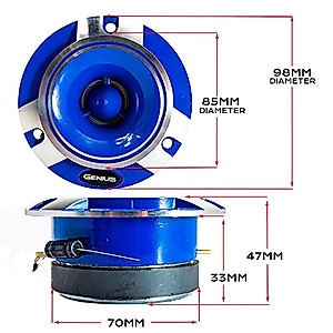Genius GPRO-T05 1" 150 Watts-Max Tweeter Car Audio Aluminium Diaphragm 4-Ohms Pair