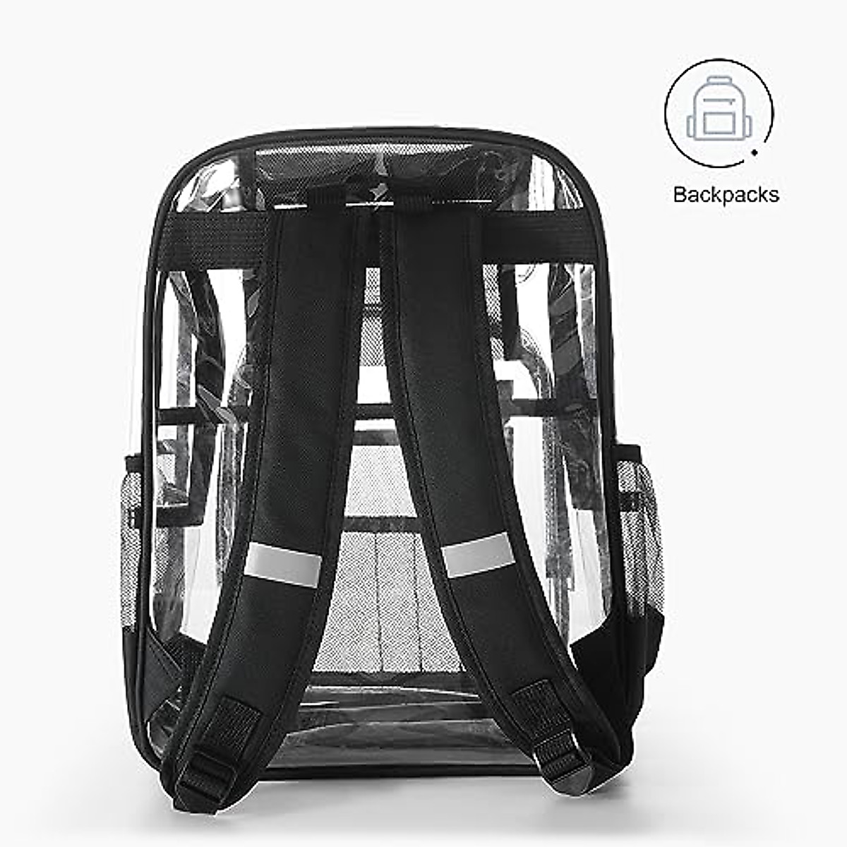SYNPOS Clear Backpack Black For Adults Heavy Duty Clear Backpack Stadium Approved For School Boys Girls