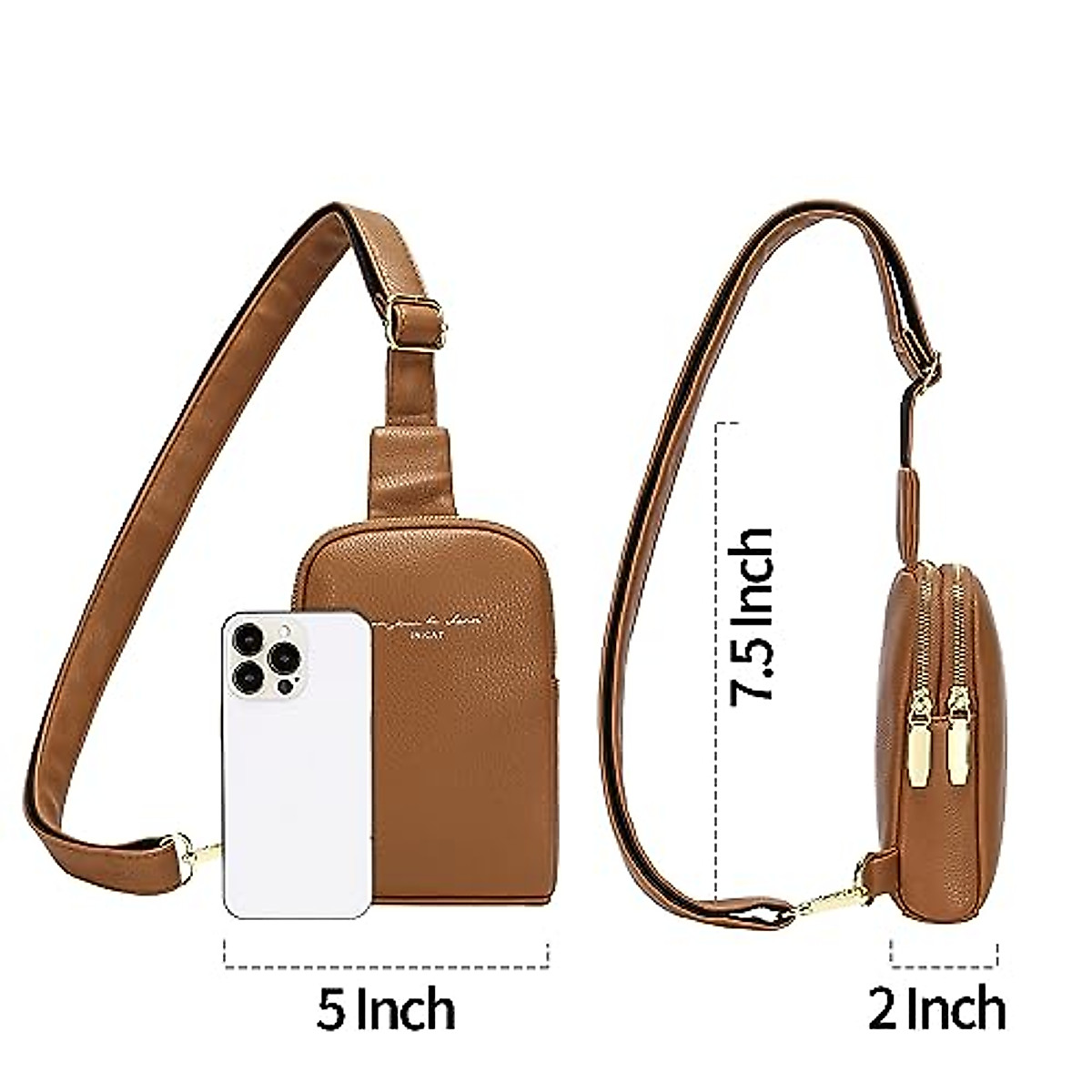 Haytijoe Small Sling Bag, Fanny Pack Purse Vegan Leather Crossbody Bags for Women, Gifts for Her (Brown)