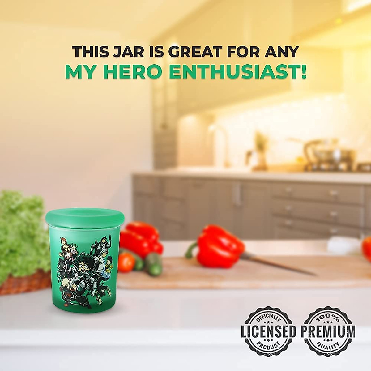 JUST FUNKY My Hero Academia Collector Edition Container | Frosted Glass Container Class-1A Rubber Seal Jar | MHA | Anime Food Container | Home Deco | Offical Licensed