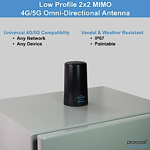 Proxicast Vandal Resistant 2x2 MIMO Low Profile 4G/5G Omni-Directional Screw Mount Antenna - 10 ft Coax Leads - for Cisco, Cradlepoint, Digi, Pepwave, Sierra Wireless and Others (ANT-121-M22)