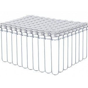80 Pcs Plastic Test Tubes with Caps 45ml Clear Test Tubes 140 x 25 mm Gumball Candy Tubes for Science Party Supplies Science Experiment Halloween Christmas Birthday Gifts Home Decoration
