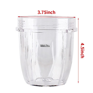 Veterger 2 Pack Replacement Parts Cup with Lid,Compatible with Ninja Blender Auto iQ BL480 BL482 BL642 NN102 BL682 BL450 BL2013 (2 12oz)