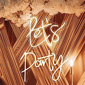 Super Large Neon Sign for Wall Decor, Yeeficent Let's Party Neon Sign Large for Bedroom Wall, 33.5 * 12 Inch Dimmable Neon Signs, Custom Light Up Sign for Wedding Party Birthday Gift (Warm White)