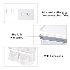 Conworld Rice Dispenser Kitchen Organization, Wall-Mounted Dry Food Storage Container with Lids and 1 cup, Laundry Detergent Dispenser.Suitable for Black Rice, Pet Food, Beans, Laundry Scent Beads