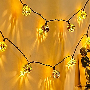 Solar Moroccan String Lights Outdoor Waterproof 35.6 Ft 60 LED, 8 Lighting Modes Globe Fairy Lights, Solar Powered String Lights for Garden Yard Gazebos Camping Party Holiday (Warm White)