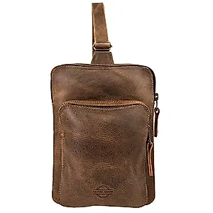 Leather Nomad, Sling Bag Handmade from Full Grain Leather - Trendy, Fashionable Backpack, Men and Women’s Accessory, Stylish :: Bourbon Brown