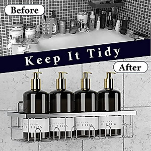 304 Stainless Steel Rustproof Shower Caddy Basket , Adhesive Shower Shelves, No Drilling Wall Mounted Adhesive Bathroom Storage Organizer, Shower Caddy Bathroom Shelf for Shampoo Conditioner Razor