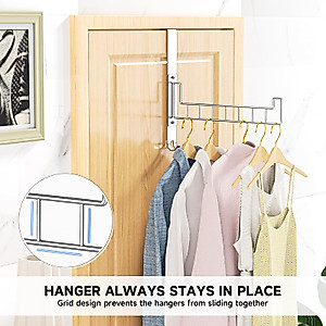 Over the Door Hooks Hanger, Wall Mounted Drying Rack Clothing, Rotatable 180° Stainless Steel Door Coat Hanger for Clothes, Coats&Towels, Over the Door Drying Rack for Laundry Rooms, Bedroom, Bathroom