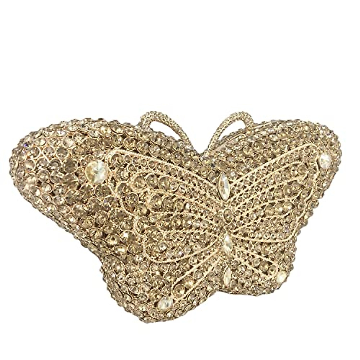 Butterfly Clutch Women Crystal Evening Bags Wedding Party Rhinestone Minaudiere Handbags Party Purse (Small,Gold)