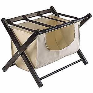 ELEdvb Luggage Rack Luggage Rack with Removable Fabric Basket Nylon Straps Can Accommodate 8 Pieces of Clothing Black