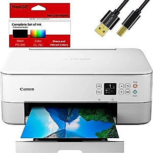 Canon Wireless Pixma Inkjet All in One Printer with Scanner - High Resolution Fast Speed Printing Compact Size Up to 4800x1200 DPI Color Resolution, Bonus Set of NeeGo Ink and 6 Ft Printer Cable