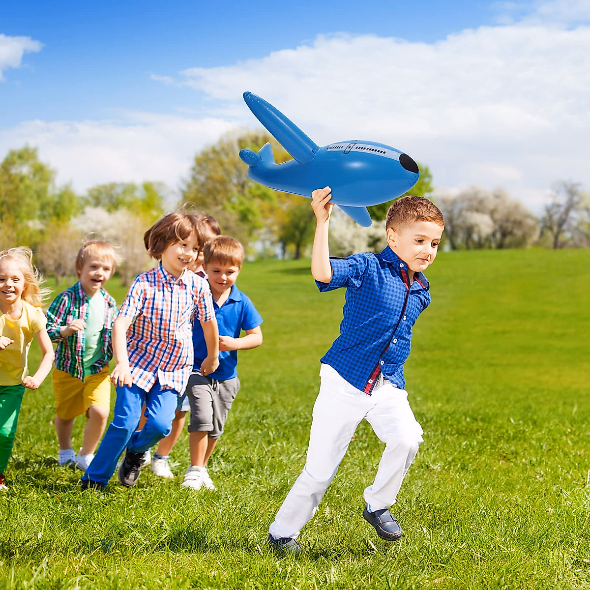 6 Pieces Inflatable Airplanes Aircraft Inflates Plane Inflated Toys for Kids Birthday Shower Party Decoration Supplies (Large)