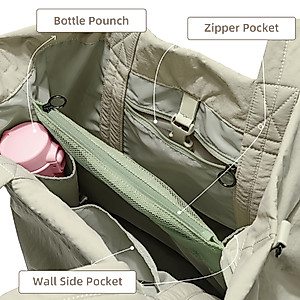 FODOKO Hobo Crossbody Bags 2.0, 19L Large Totes Handbags with Straps for Women, Multi Nylon Shoulder Bags for Gym Travel Caramel