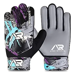 Arsh Sports Soccer Goalie Gloves, Football Goalkeeper Gloves for Kids Boys Children Youth Goalkeeping with 4mm Latex Finger Spine Protection (Gray, Size 4 Suitable for 6-9 Years)