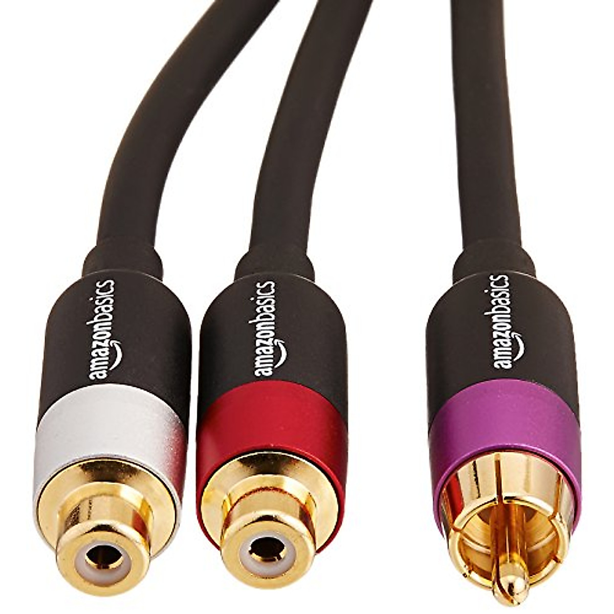 Amazon Basics 1-Male to 2-Female RCA Y-Adapter Splitter Cable - 12-Inches