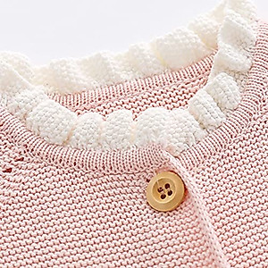 Lamgool Toddler Girls Cardigan Sweater Cable Knit Cotton Outwear Coat for Fall Winter 2-3T A-Pink