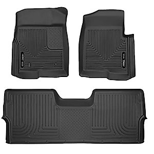Husky Liners Weatherbeater Floor Mats | Fits 2009 - 2014 Ford F-150 SuperCrew Cab without Manual Shifter (Footwell Coverage) | Front & 2nd Row, 3-pc Black - 98331