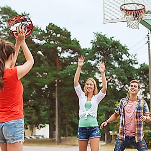 Lenwen 6 Pcs Basketballs Bulk Official Regulation Size Rubber Basketball with Pump Camouflage Standard Graffiti Youth Adults Practice Training Match Streetball Back to School Sport Gift(Size 7)