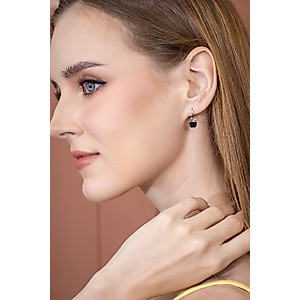 Red Earrings for Women Sterling Silver 7x7mm Cushion-Cut Garnet Leverback Earring Bridesmaids Birthday Fashion Trendy