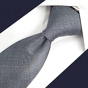 SHLAX&WING Solid Color Grey Mens Neckties Silk Ties Business Classic 57.5 inches