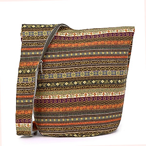 Women Shoulder Handbags Fashion canvas Hippie Crossbody Bags Bohemian Animal Prints Hobo Bags (Green-Orange)