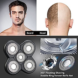 5 Blades Head Shaver Replacement Heads Electric Shaver Head Shaver Universal Replacement Blade Electric Razor Shaver Head for Freedom Grooming Shaver(5D Black)