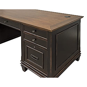 Martin Furniture Hartford Double Pedestal Shaped Desk, Brown - Fully Assembled