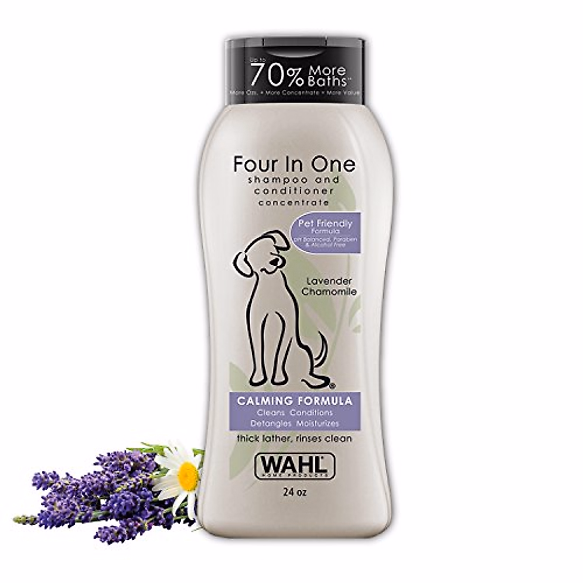 Wahl 4-in-1 Calming Pet Shampoo for Dogs – Cleans, Conditions, Detangles, & Moisturizes with Lavender Chamomile - Pet Friendly Formula - 24 Oz - Model 820000A