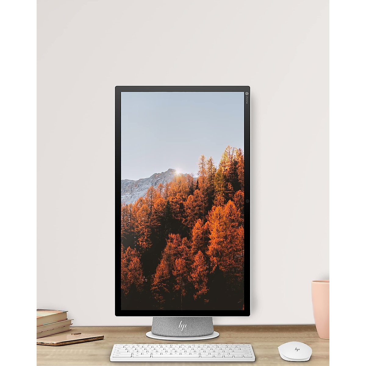 HP Chromebase 21.5" All-in-One Desktop, Intel Pentium Gold 6405U Processor, 4 GB RAM, 128 GB SSD, Rotating Full HD IPS Touchscreen, Chrome OS, Bluetooth Keyboard and Mouse Combo (22-aa0022, 2021)
