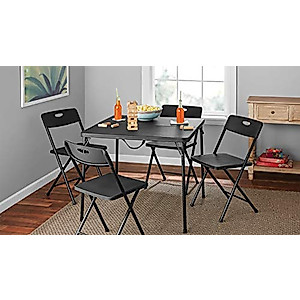 VA Mainstays 5 Piece Resin Plastic Card Table and Four Chairs Set, Black