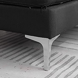 Karl home Convertible Sectional Sofa 110" L-Shape Sofa Couch 4-Seat Couch with Chaise Fabric Upholstered for Living Room, Apartment, Office, Black