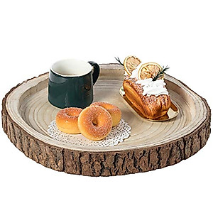 Wood Tree Bark Indented Display Tray Serving Plate Platter Charger - 16 Inch Dia