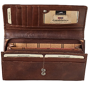 Mancini Casablanca RFID Secure Ladies Clutch Wallet,Color Brown-One Size,8700300-bn,One Size