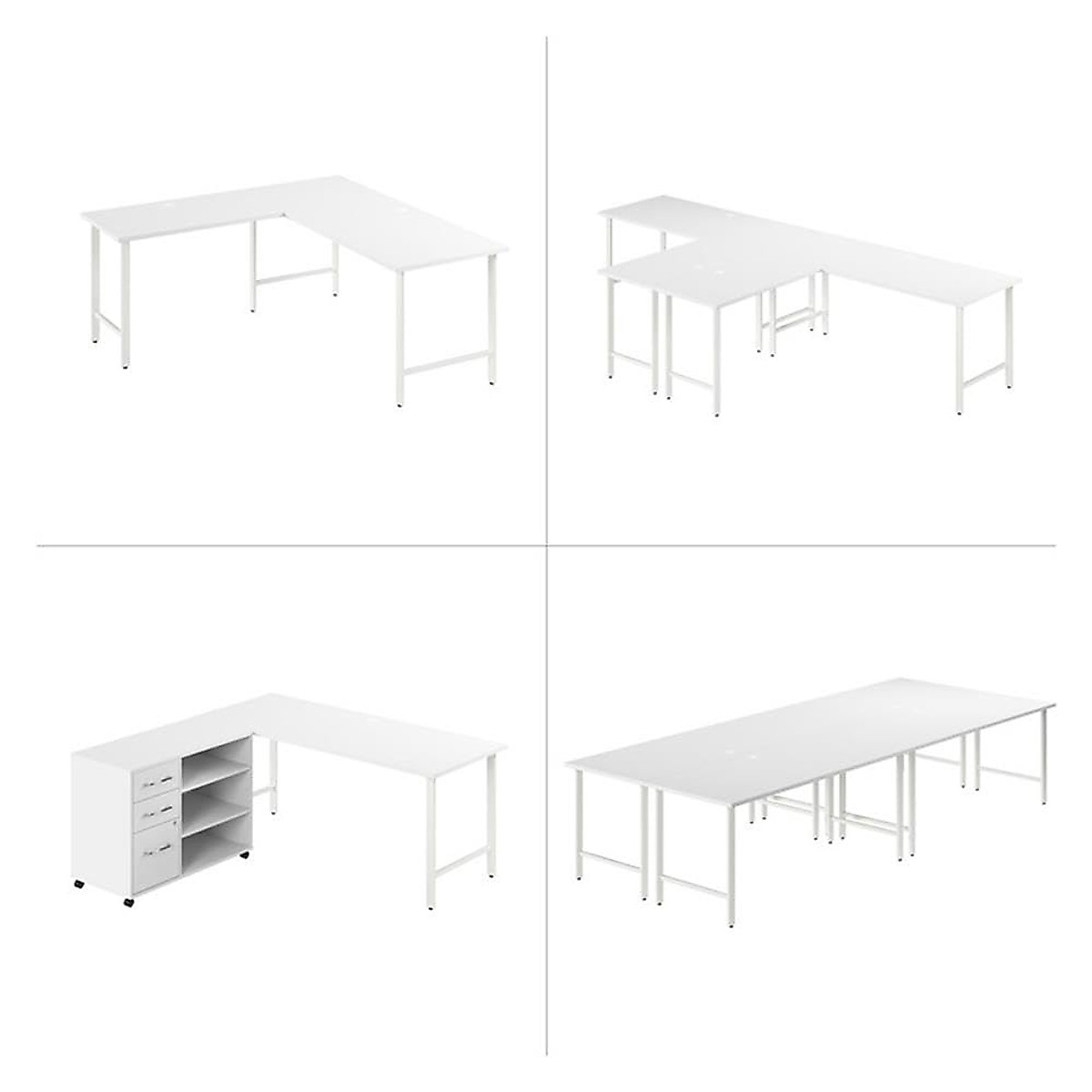 Bush Business Furniture Hustle 72W x 30D Computer Desk with Metal Legs in White, Modular Office Table for Home and Professional Workspace
