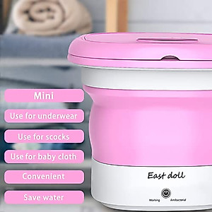 Portable Washing Machine - Foldable Mini Small Washer for Washing Baby Clothes, Underwear or Small Items, Suitable for Apartment, Laundry, Camping, RV, Travel (110V-240V) - Best Gift Choice, Pink